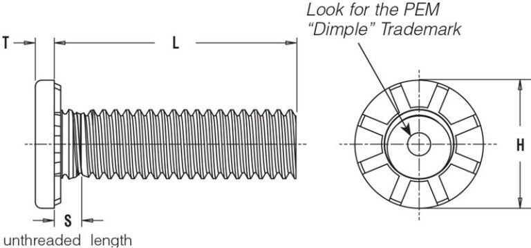 THFE-M6-25ZI - Heavy Duty Studs for Thin Sheets - Type THFE - M6 x 1 - PEM® Fastening Products