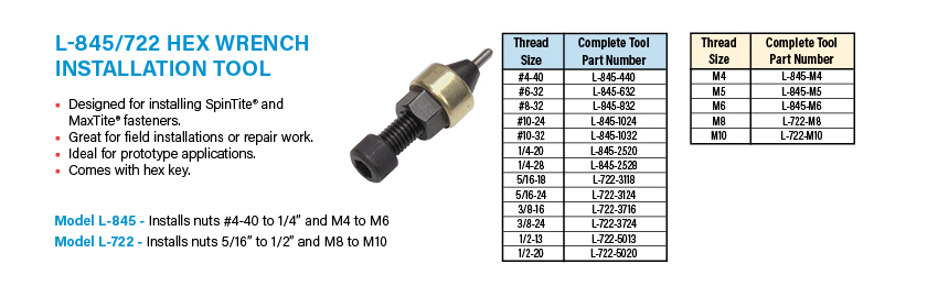 L-722-3716 - L-845/722 Hex Wrench Installation Tool - PEM® Fastening Products